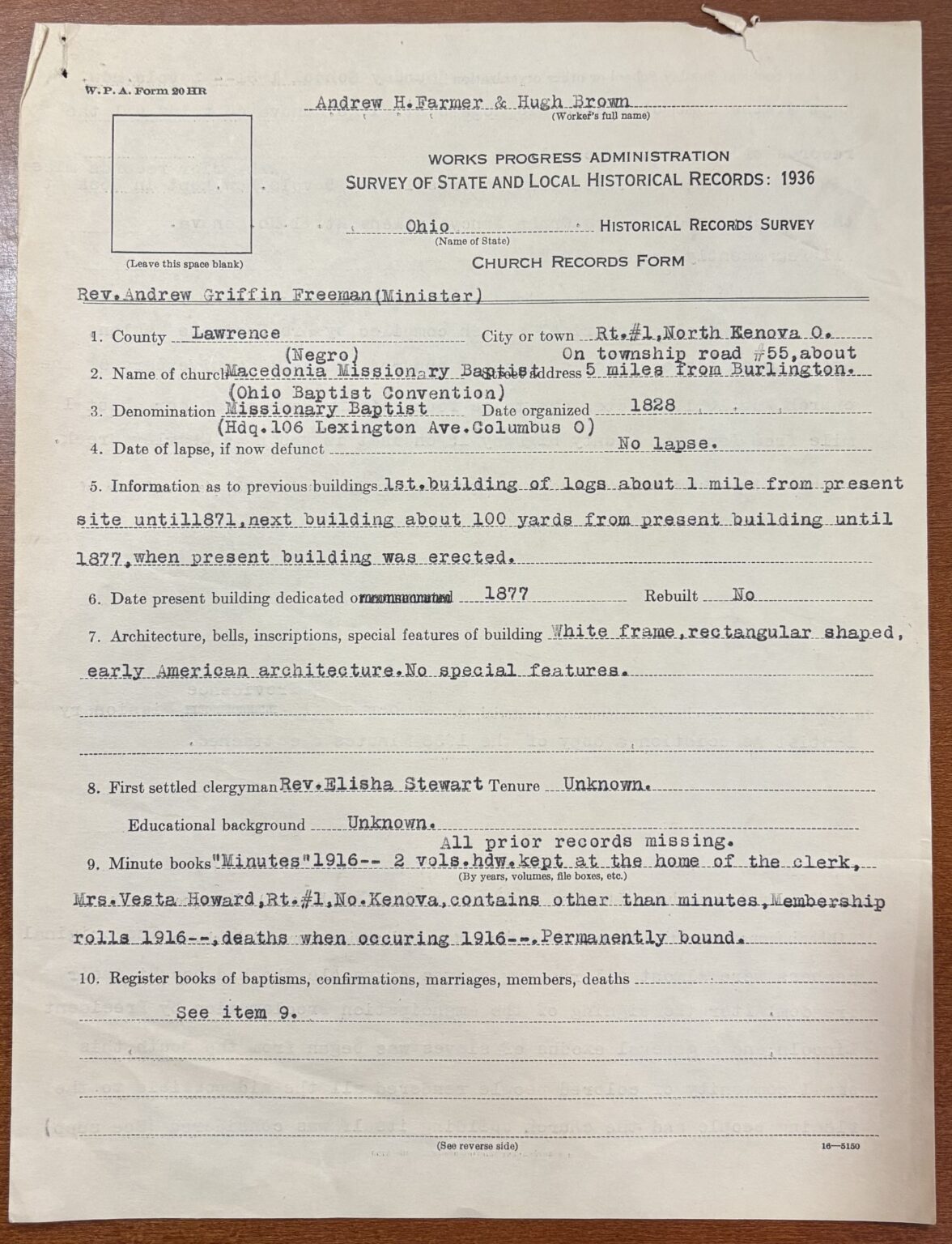 Exploring the Churches of Southeastern Ohio: Processing the Ohio ...